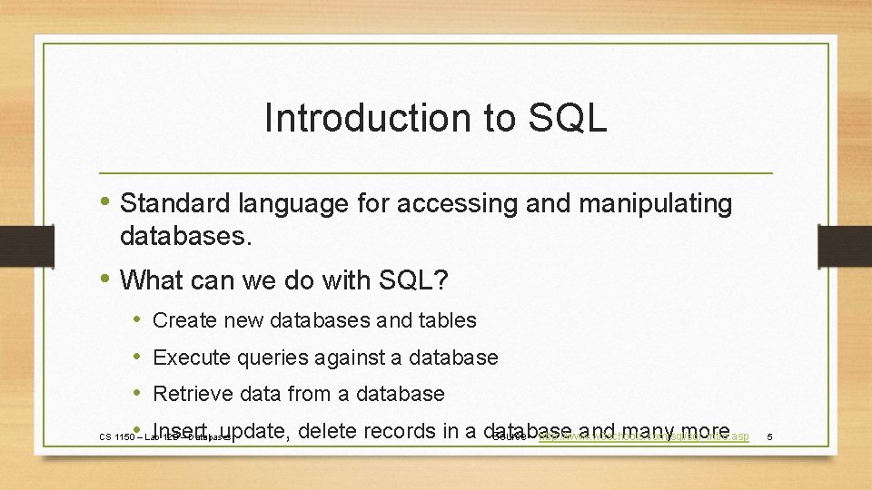 CS 1150 Lab 12 B Databases TA Sanjaya