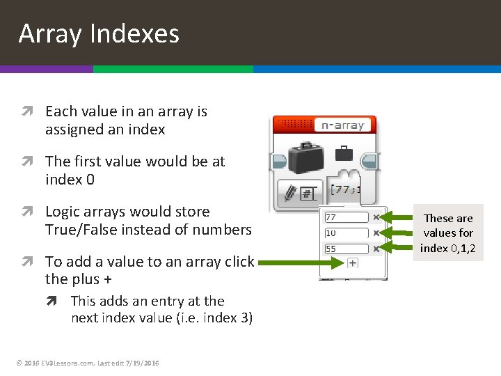 ADVANCED EV 3 PROGRAMMING LESSON Arrays By Sanjay