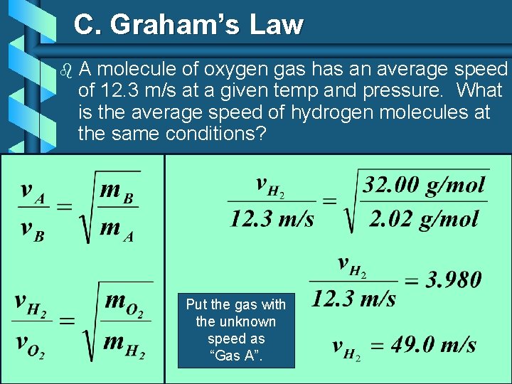 C Grahams Law b Diffusion Spreading of gas