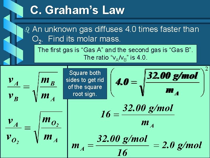 C Grahams Law b Diffusion Spreading of gas