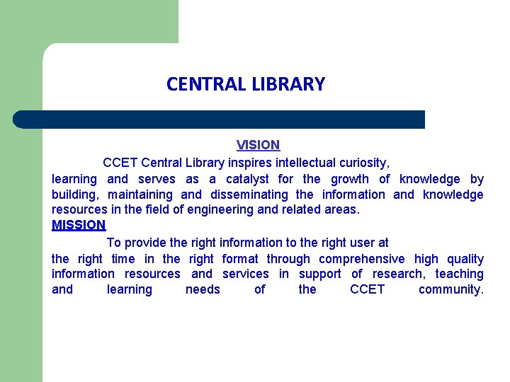 CENTRAL LIBRARY USER ORIENTATION PROGRAMME FOR 2014 BATCH