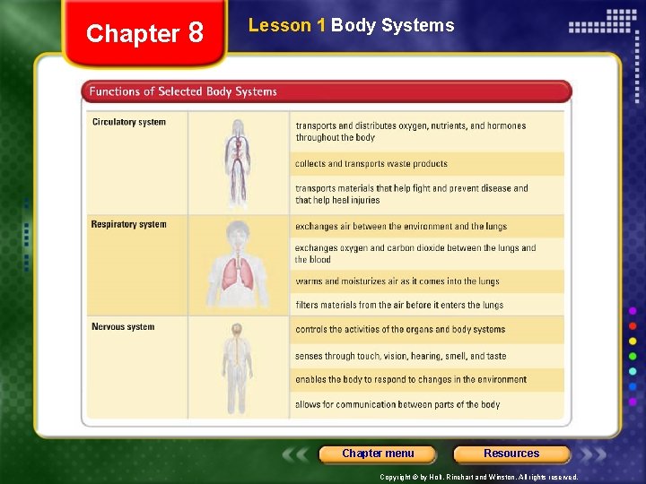 Chapter 8 Lesson 1 Body Systems Bellringer Write