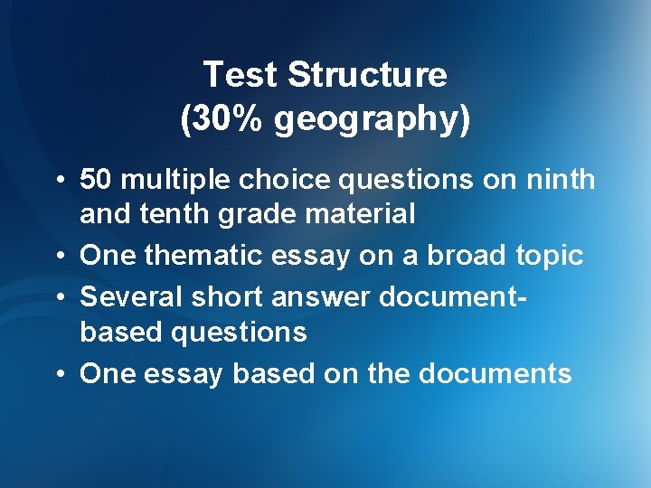Regents Review Live Global History Geography Test Structure