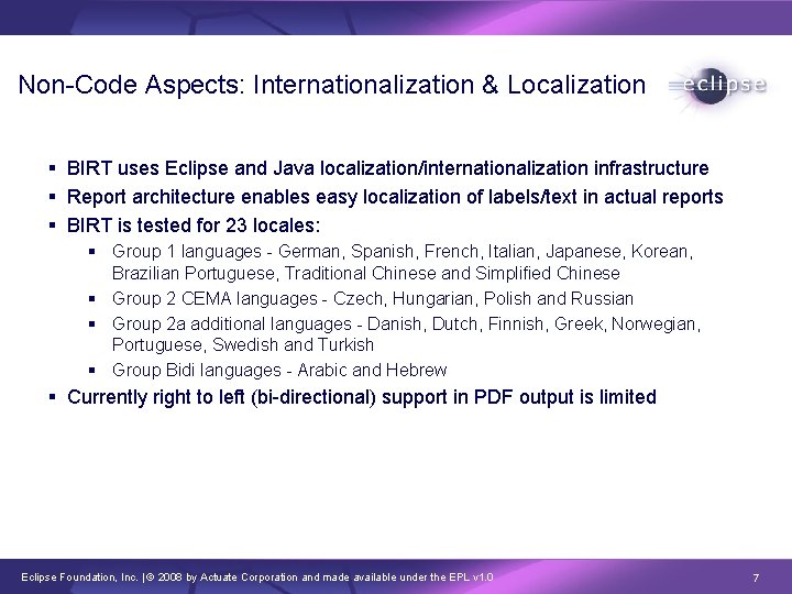 Eclipse BIRT 2 3 Release Review May 22