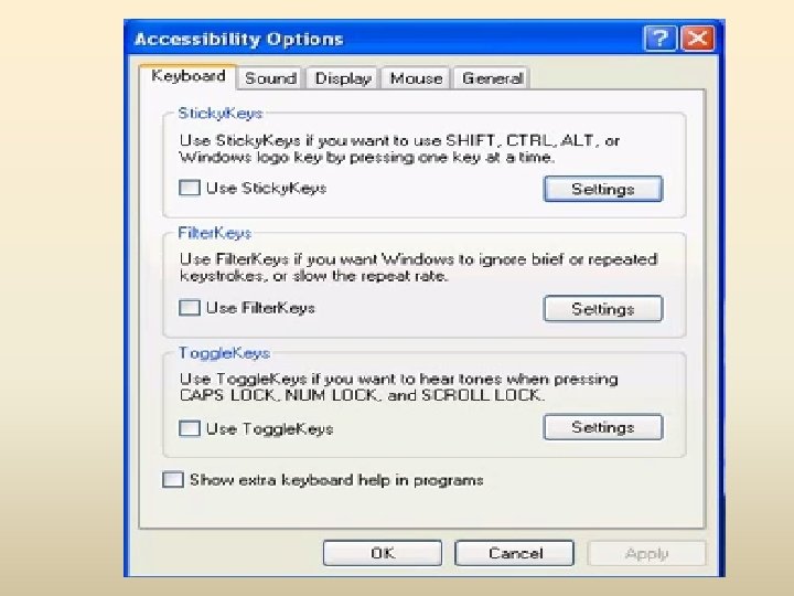 Web Applications Basic WORKING WITH ACCESSIBILITY OPTIONS Computer