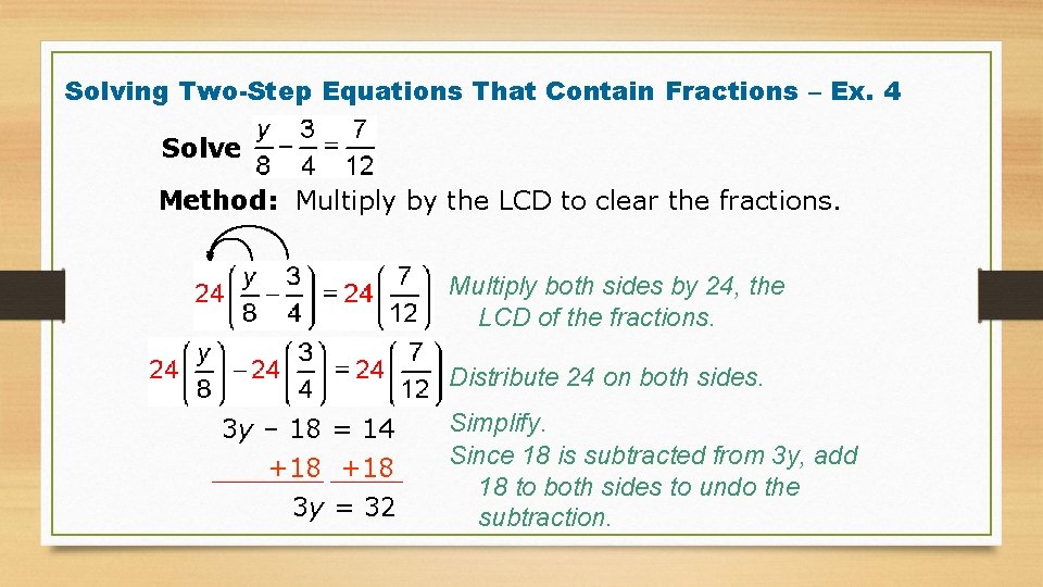 Solving MultiStep Equations by Clearing the Fractions Solving