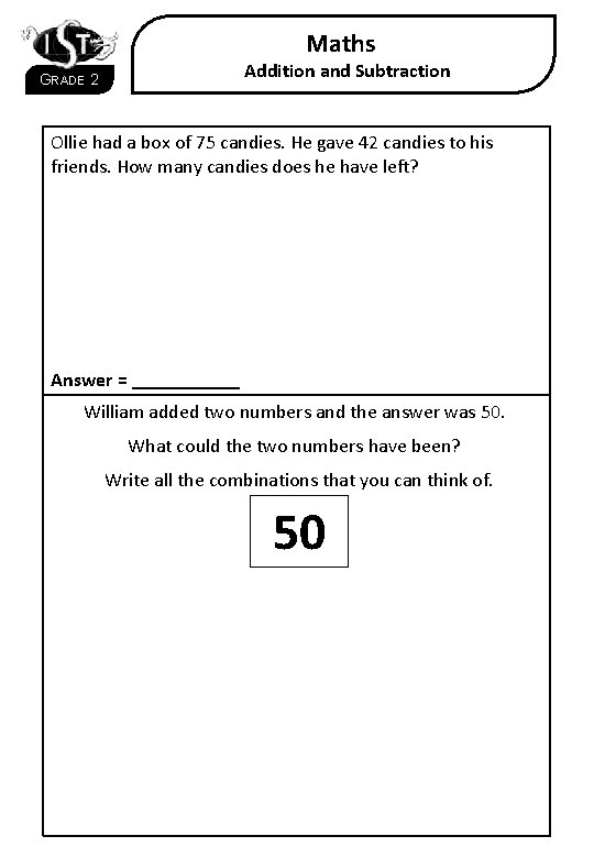 Maths GRADE 2 Addition and Weeks Subtraction 10