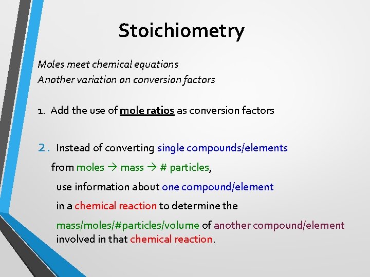 Stoichiometry Chapter 12 the relationship between the relative