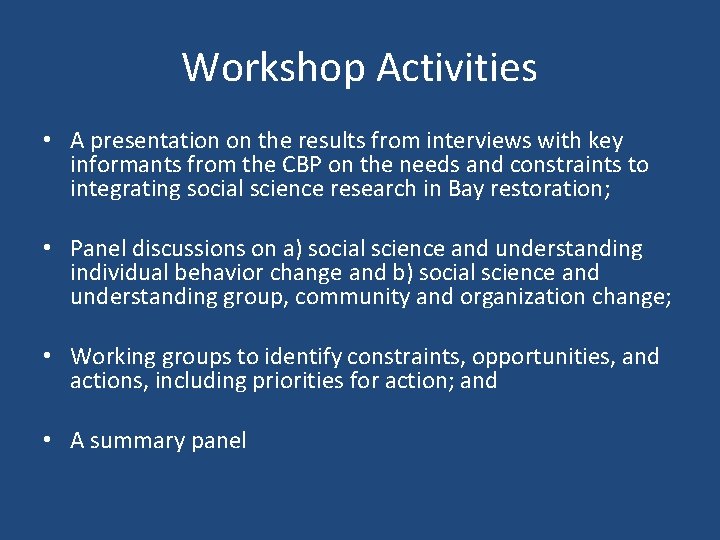 Integrating the Social Sciences into Chesapeake Bay Restoration