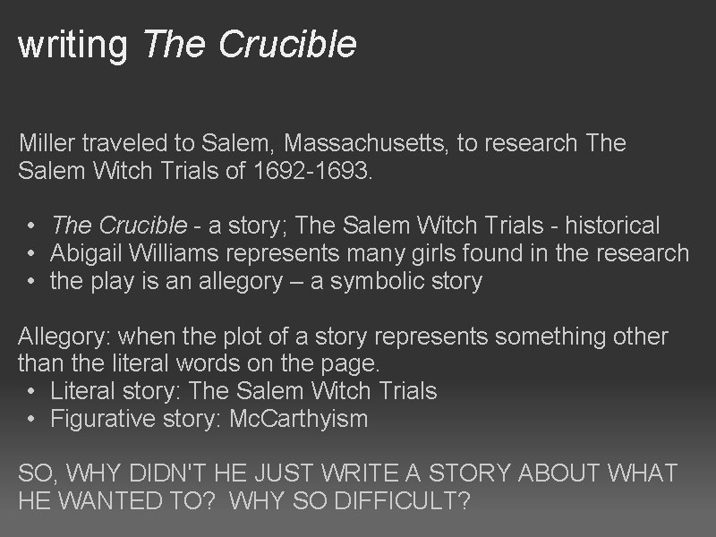 The Crucible an introduction Arthur Miller 1915 2005