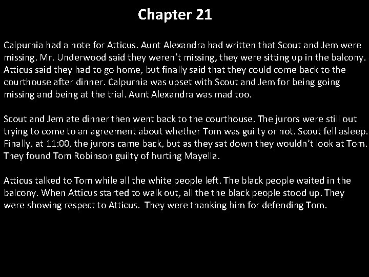 To Kill A Mockingbird Chapters 19 21 Chapter