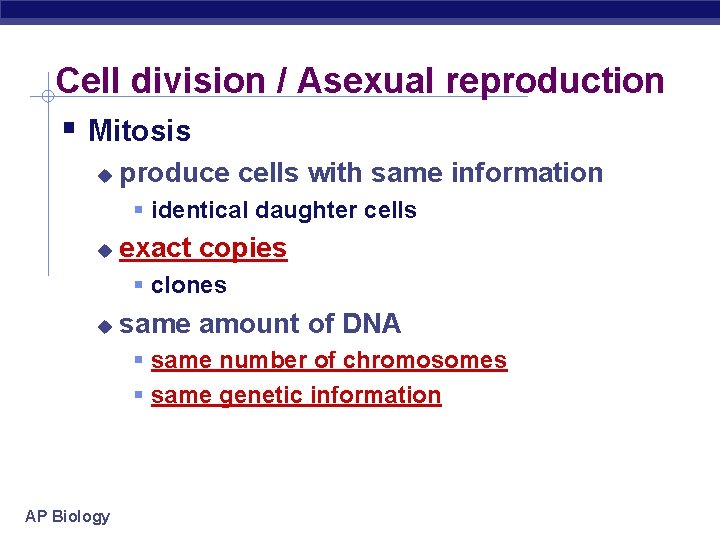 Chapter 13 Meiosis Sexual Reproduction AP Biology Cell