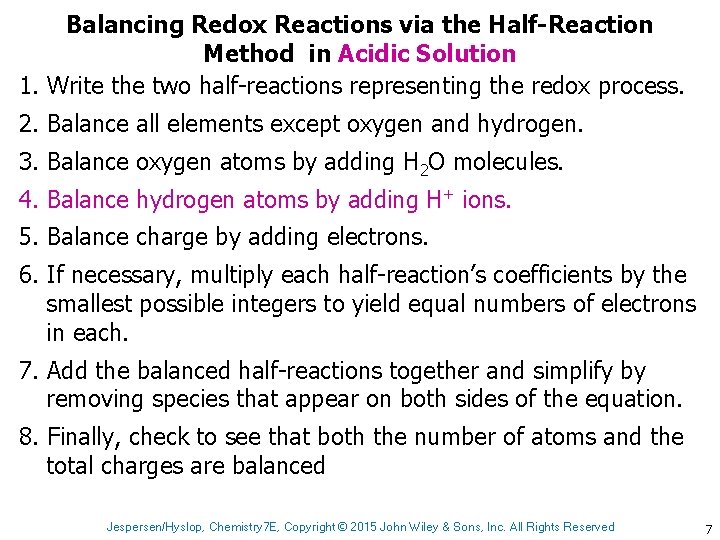 Chapter 4 Oxidation Reduction Reactions Part B JespersenHyslop