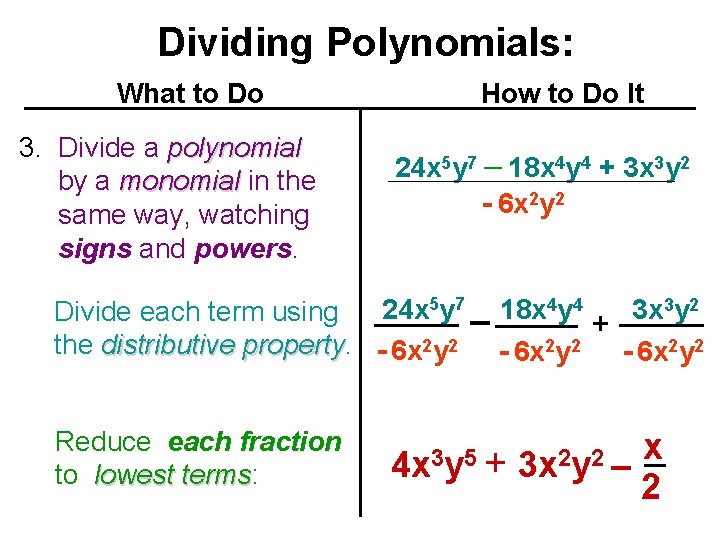 Beginning Algebra Dividing a Polynomial by a Monomial