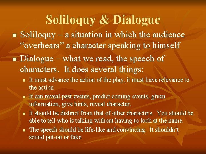 The Basic Elements of a Dramatic Production AND