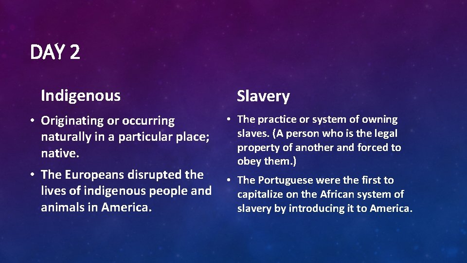 VOCABULARY UNIT 2 TH 7 GRADE AGE OF