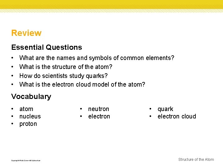 Essential Questions What are the names and symbols