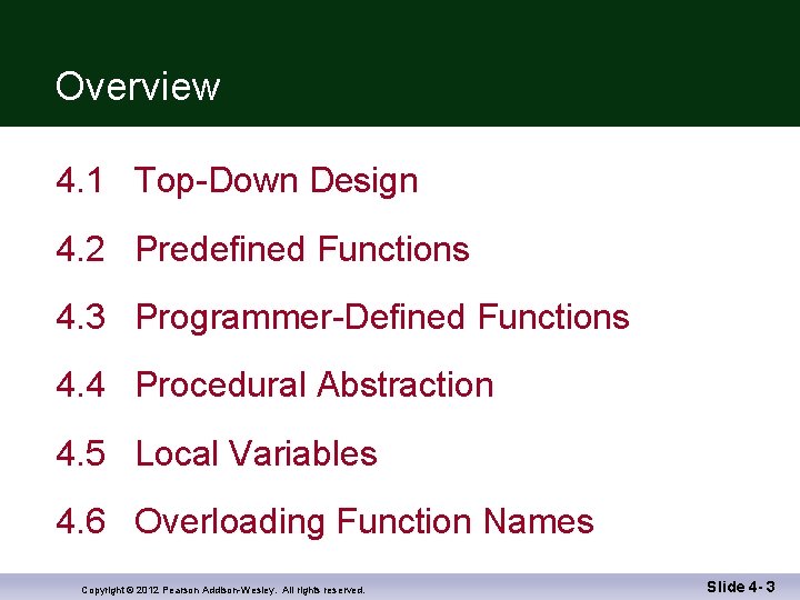 Chapter 4 Procedural Abstraction and Functions That Return