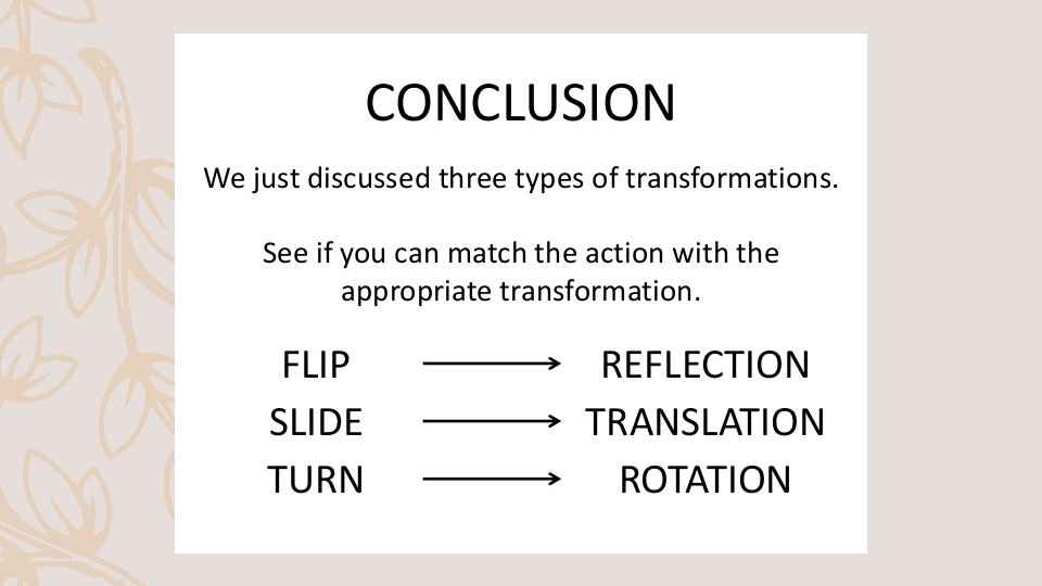Transformations Project Elizabeth Garivay TEKS For my first