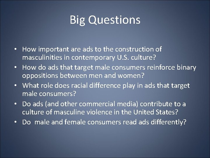 MassMediated Masculinities The Impact of Advertising Big Questions