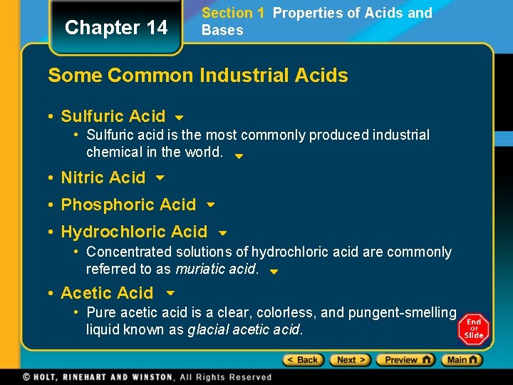 Chapter 14 Preview Lesson Starter Objectives Acids Bases