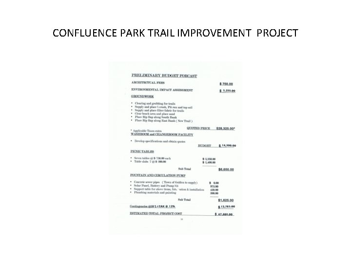 GOLDEN DISTRICT ROTARY CLUB CONFLUENCE PARK TRAIL IMPROVEMENT