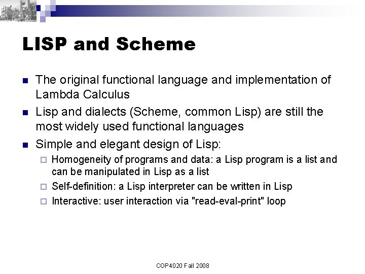 Cop 4020 Programming Languages Functional Programming Prof Robert 5934