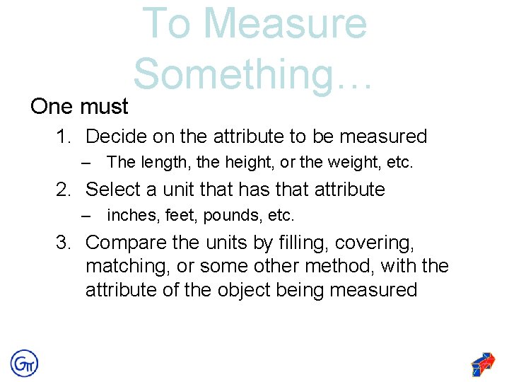 Its all about Measurement Developing Measurement Concepts and