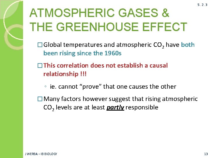 THE GREENHOUSE EFFECT Topic 5 2 IB Biology