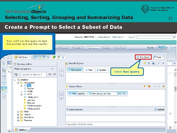 Selecting Sorting Grouping and Summarizing Data Web Intelligence