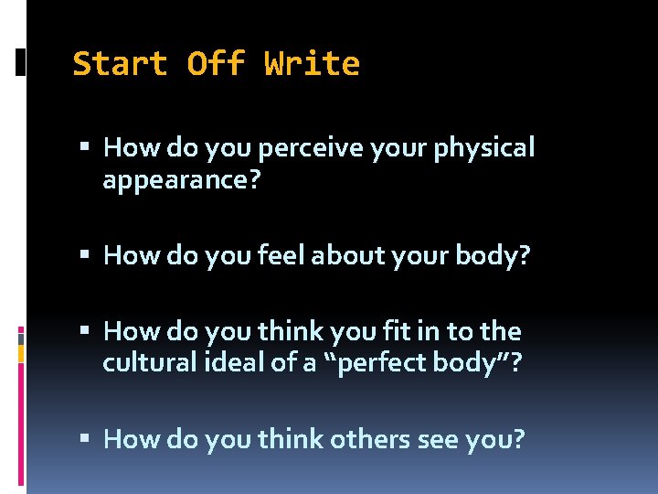 Ms Barone Health BODY IMAGE Lesson 1 Healthy