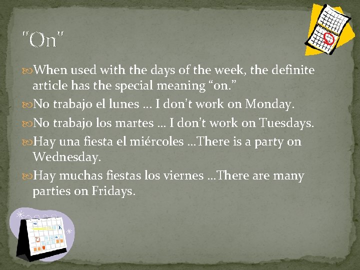 El calendario Days months seasons and more Vocabulary