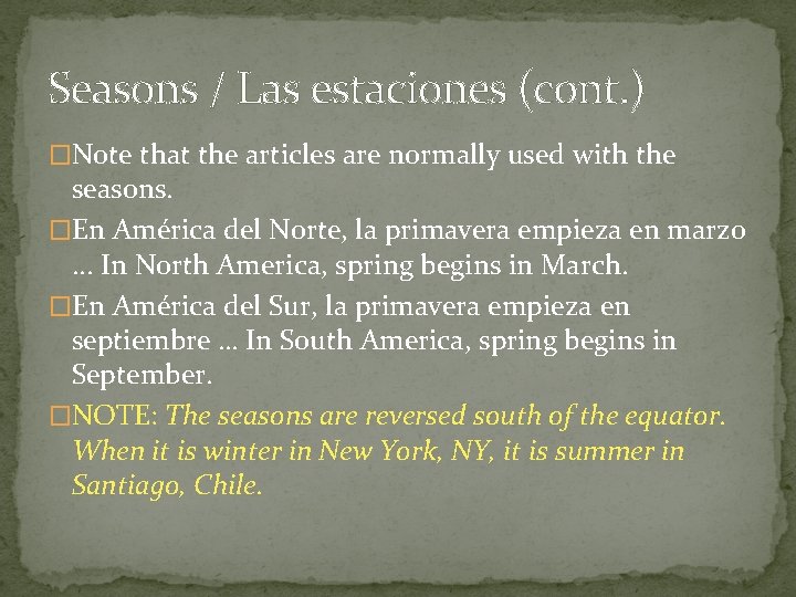 El calendario Days months seasons and more Vocabulary