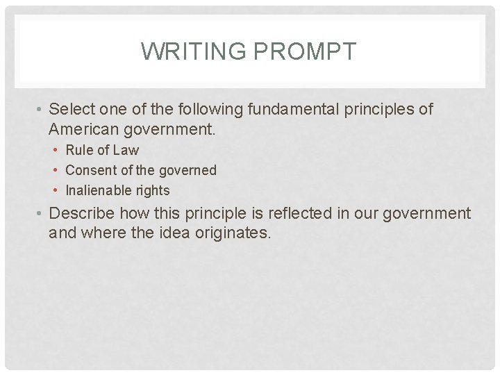 ORIGINS BELLRINGER Where do you think our ideas