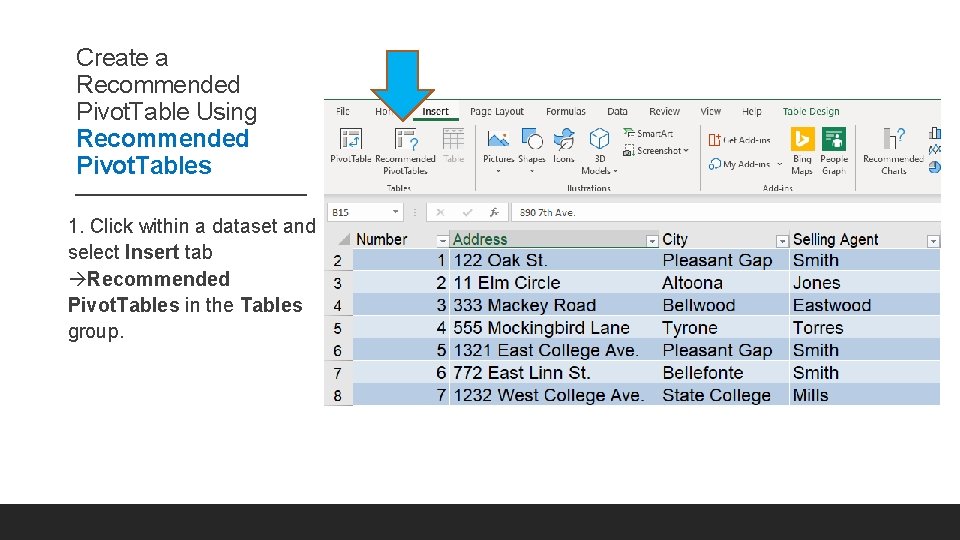 Excel Pivot Tabl es SOUTH HILLS SCHOOL OF