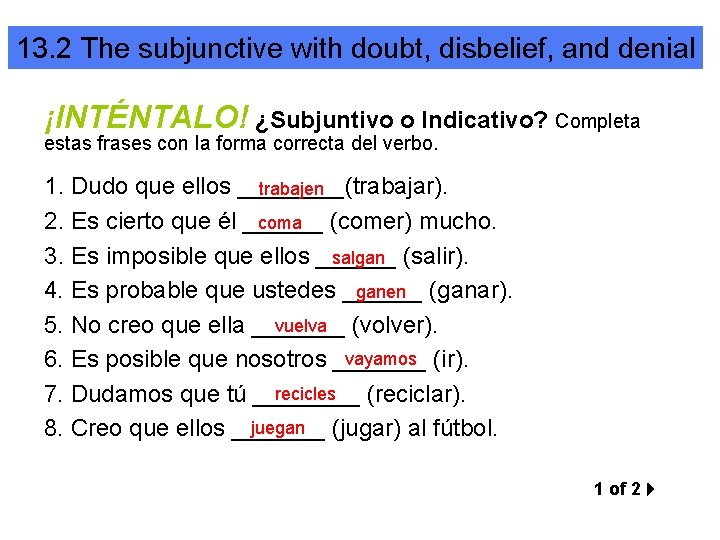 13 2 The subjunctive with doubt disbelief and