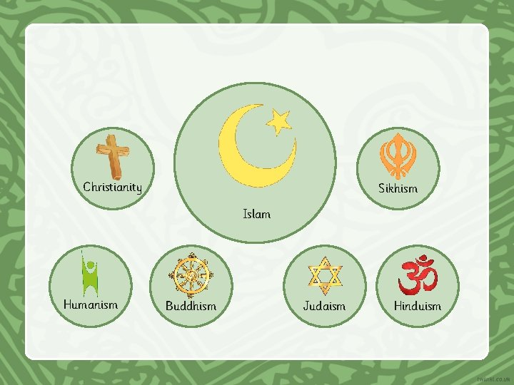 Christianity Sikhism Islam Humanism Buddhism Judaism Hinduism People