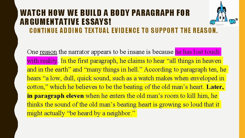 BUILDING BODY PARAGRAPHS FOR ARGUMENT INFORMATIVEEXPLANATORY AND NARRATIVE