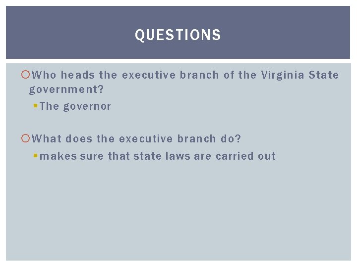 VIRGINIA STATE GOVERNMENT VS 10 a BRANCHES The