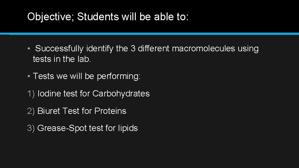 Macromolecules Lab Biology Bell Work 1 What are