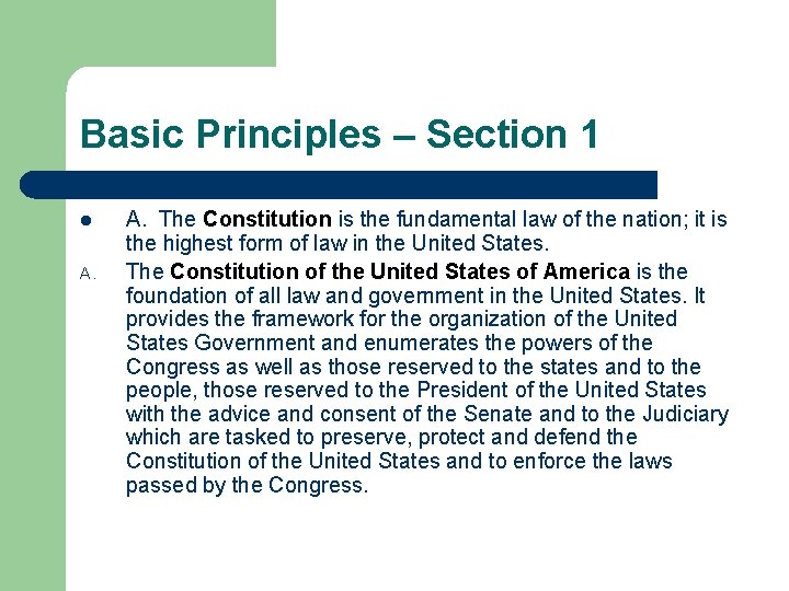 The U S Constitution Chapter 3 Basic Principles