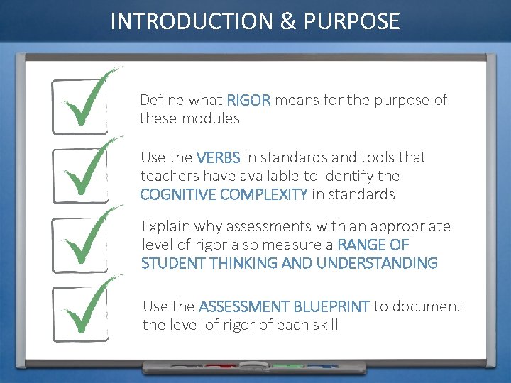 RIGOR ALTERNATIVE MODULE USING WEBBS DEPTH OF KNOWLEDGE