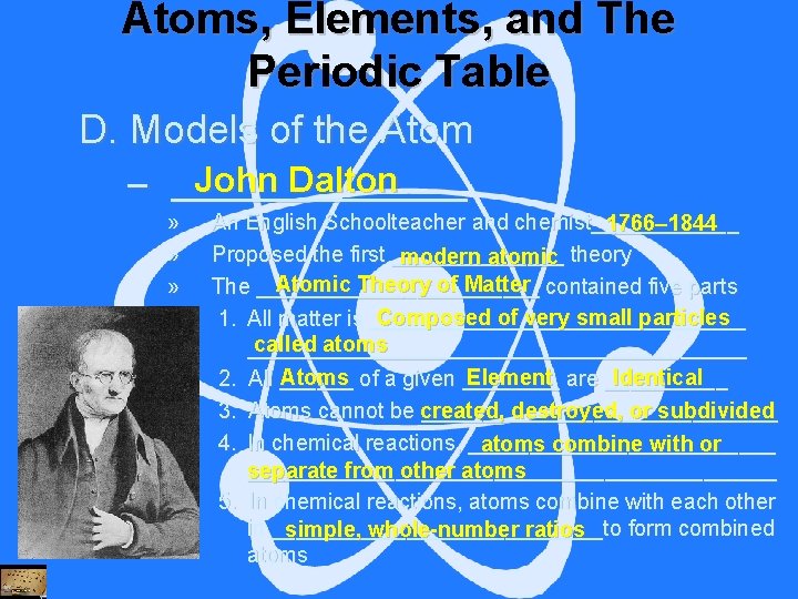 Atoms Elements and The Periodic Table I Structure