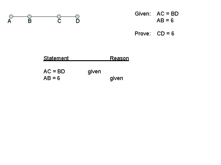 A B C D Statement AC BD Reason