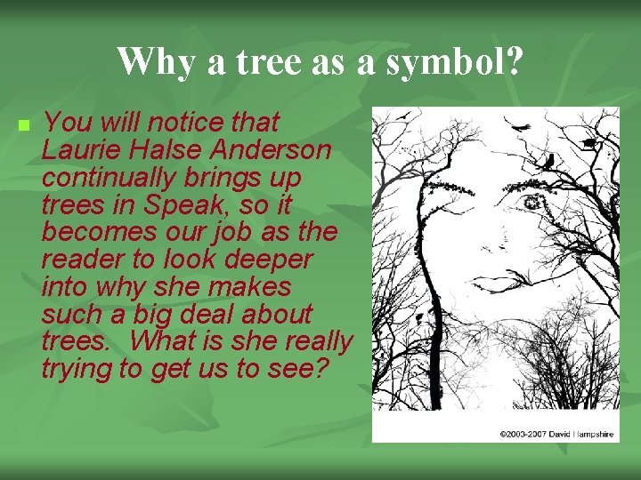 Symbols in Speak by Laurie Halse Anderson EQ