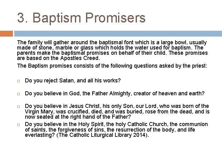 BAPTISM CURRENT RITUAL STRUCTURE Jessica Arnold 1 Welcoming
