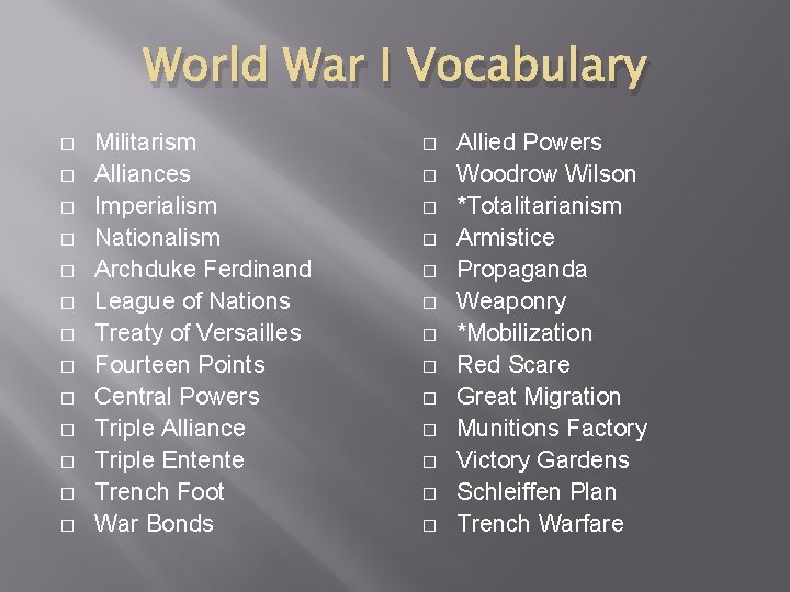 WWI The Great War 1914 1918 Big Question