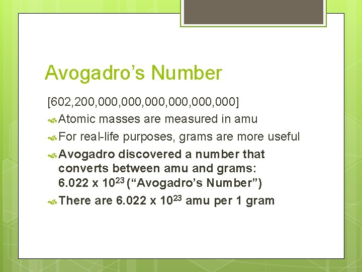 Moles Chemical Compounds Unit Notes 4 Avogadros Number