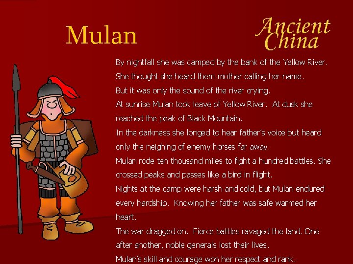Ancient China The Ballad of Mulan Retold by
