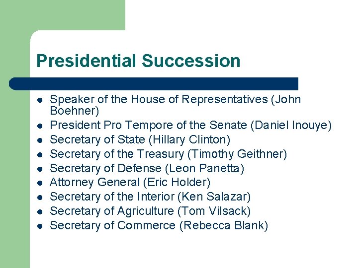 The Executive Branch Article II of the Constitution